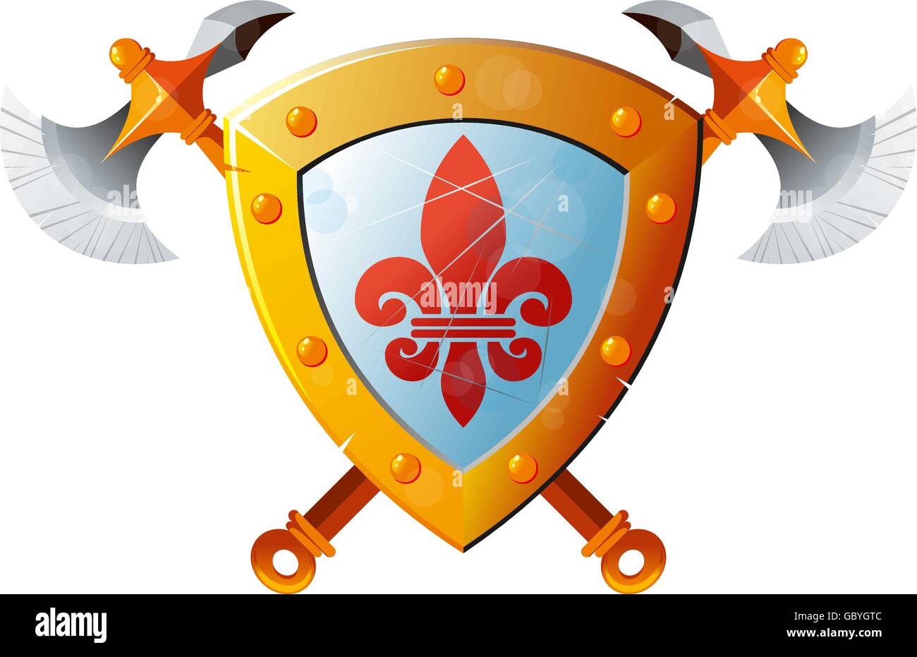 Medieval gold shield on white Stock Vector Images - Alamy