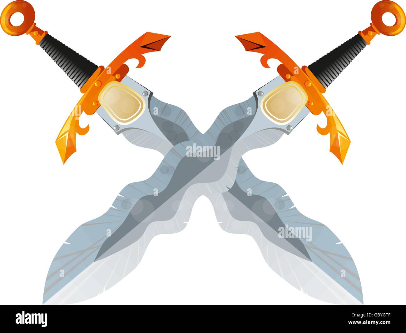Two Crossed Flamberg Swords Stock Vector Image & Art - Alamy