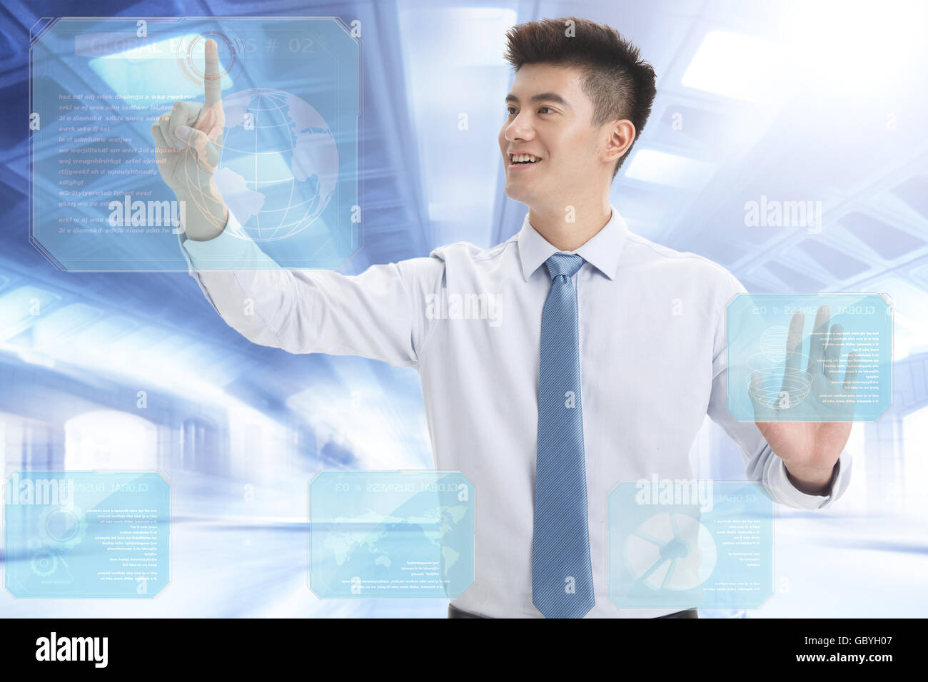 Network technology business man Stock Photo - Alamy