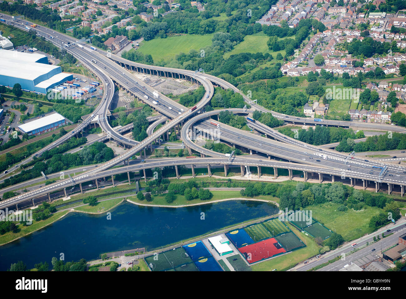 Spaghetti Junction Birmingham West Midlands, UK, from the air Stock ...