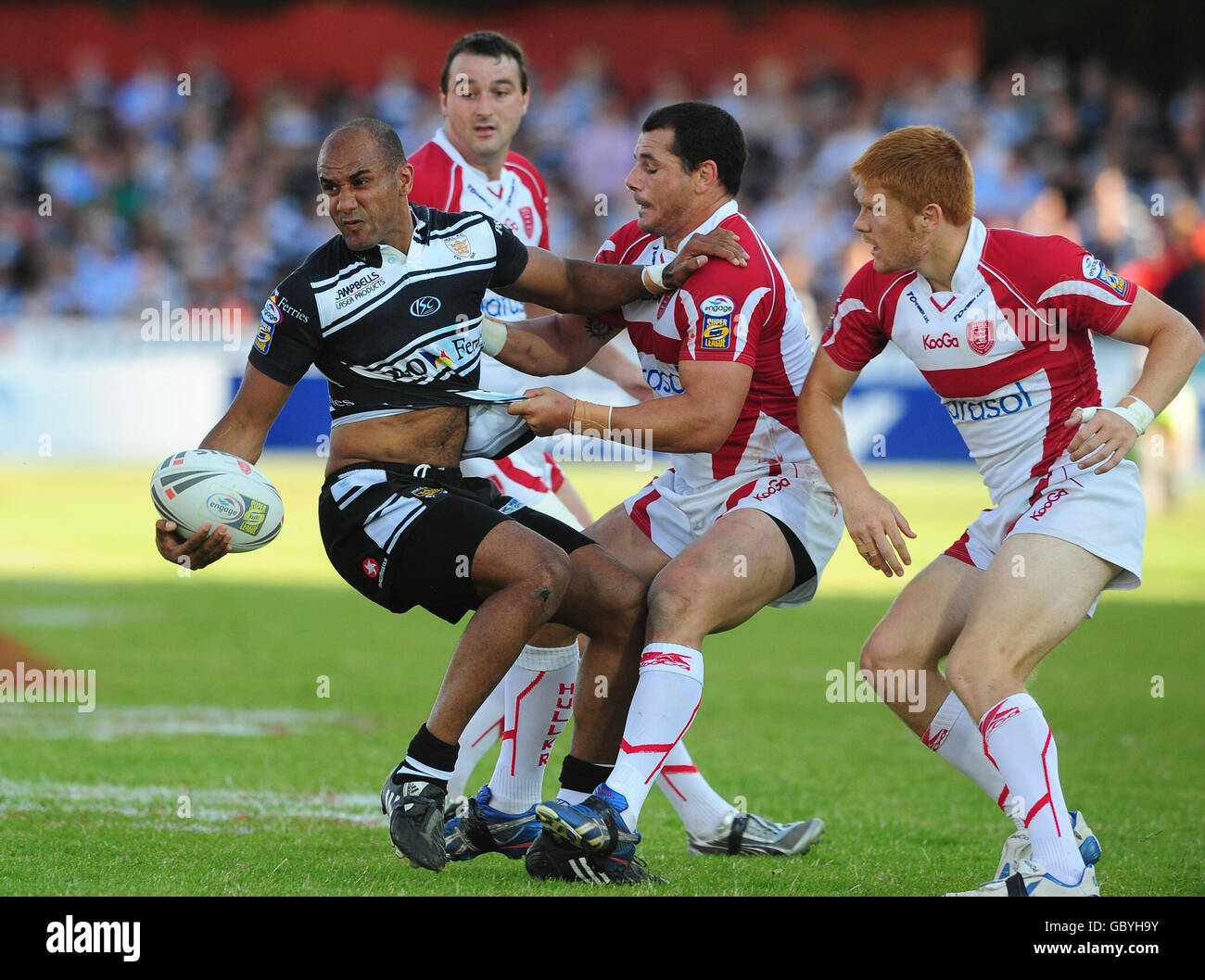 Sport rugby league tackling action mark calderwood hi-res stock ...