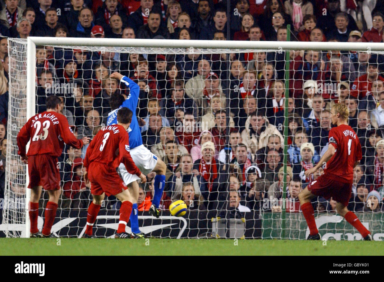 Steve finnan and sami hyypia are beaten hi-res stock photography and ...