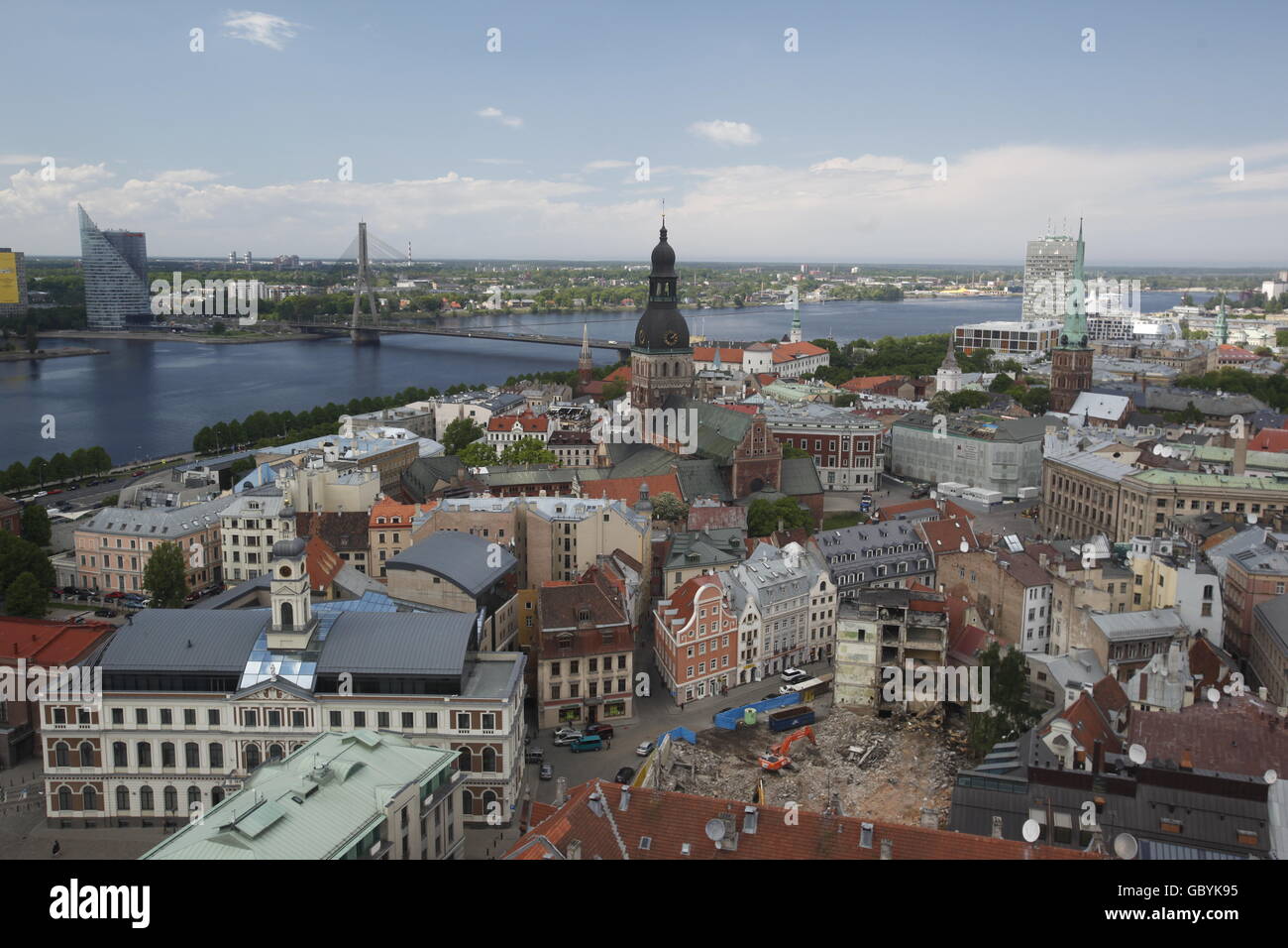 the view over the city of riga in latvia in the baltic region in europe ...