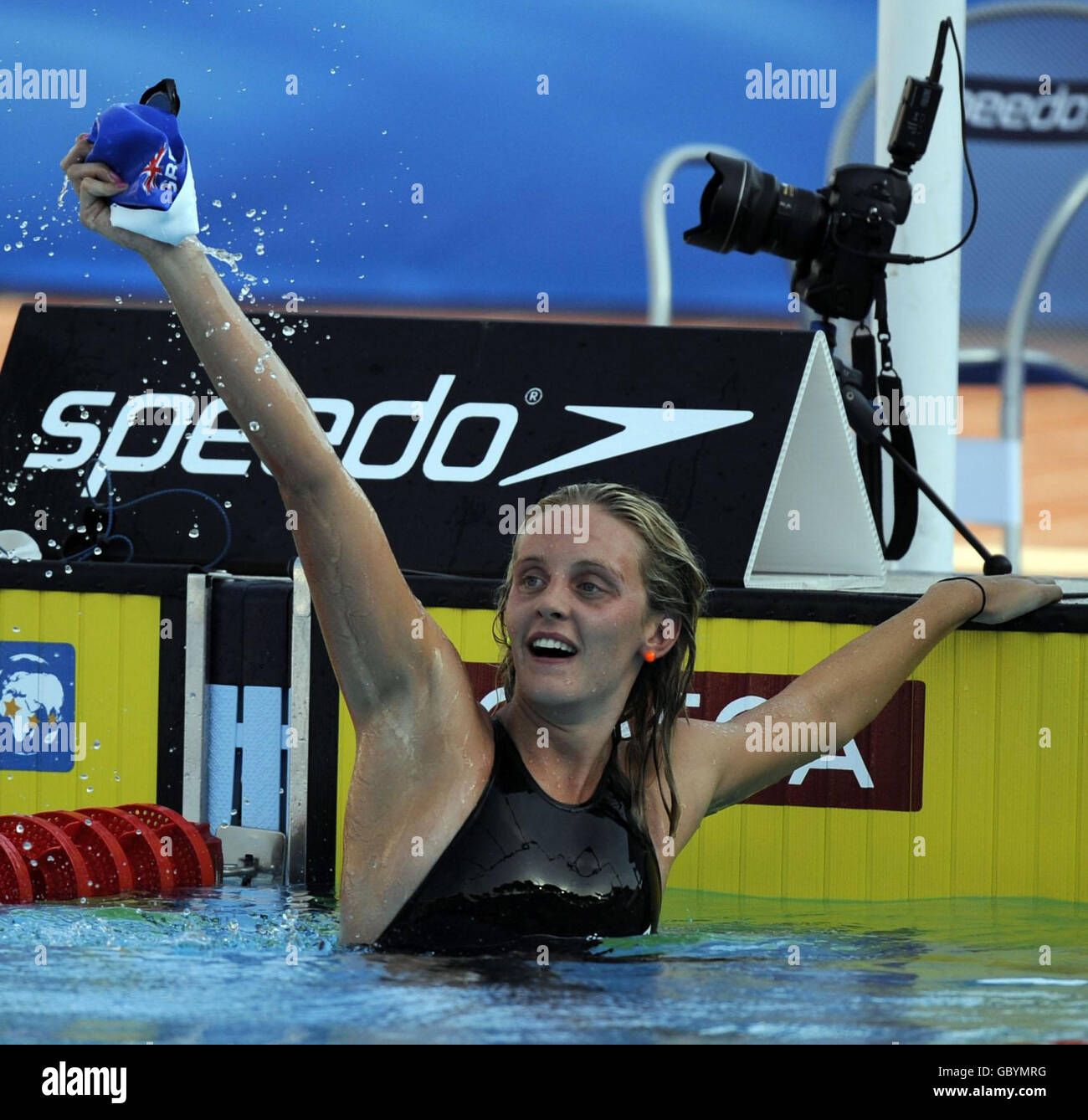 Britain's Fran Halsall celebrates winning a silver medal in the Women's ...