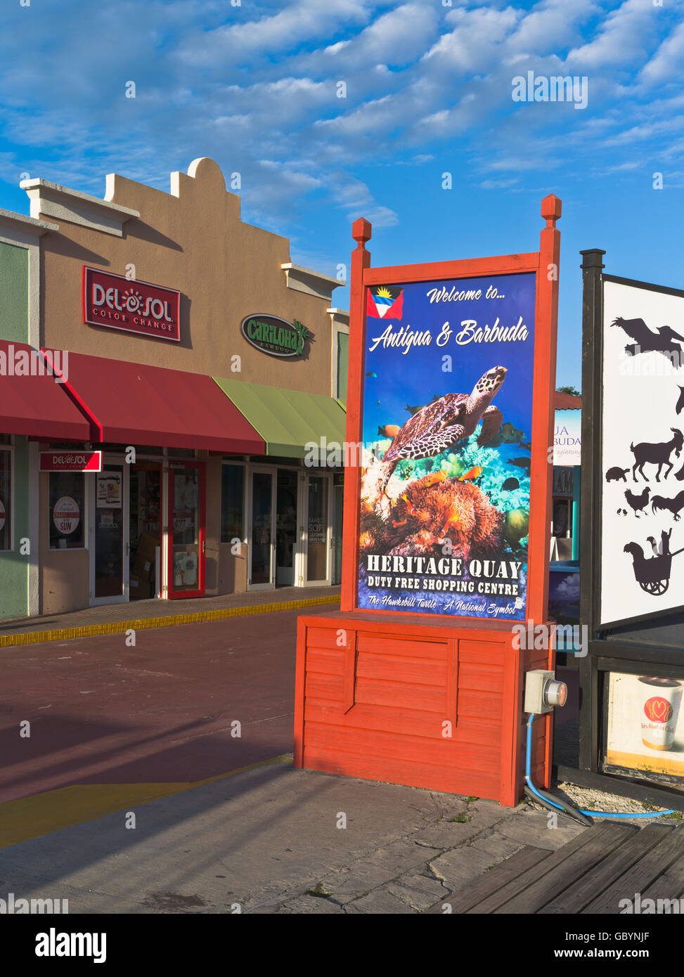 dh St Johns ANTIGUA CARIBBEAN Heritage Quay Antigua Barbuda sign ...