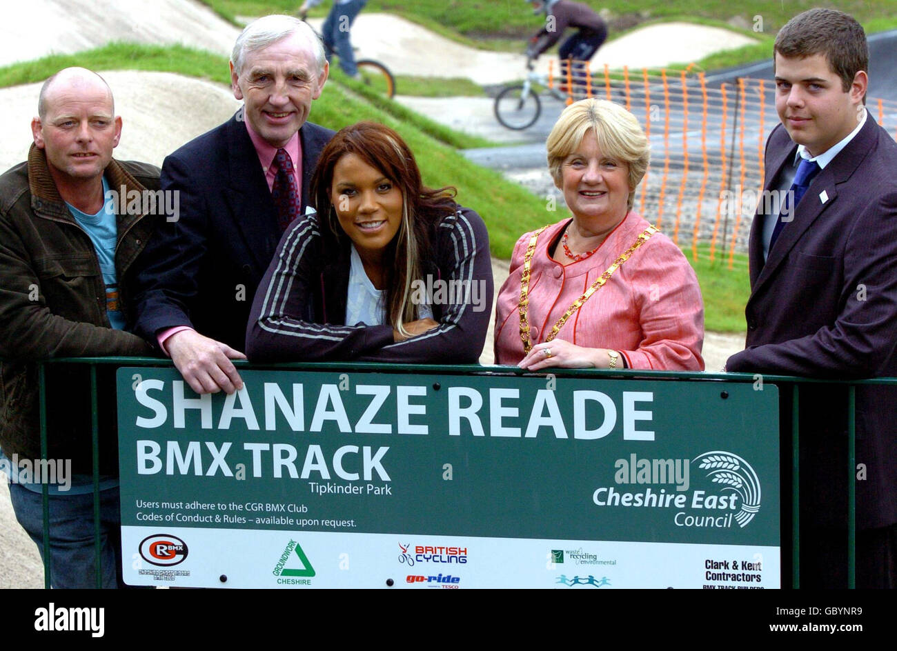 Great Britain's BMX rider Shanaze Reade with Mayor Margaret Simon as ...