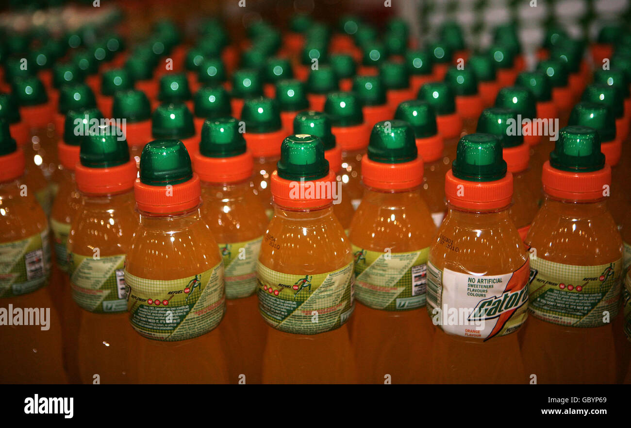 Bottles of gatorade await competitors finishing the mazda london ...