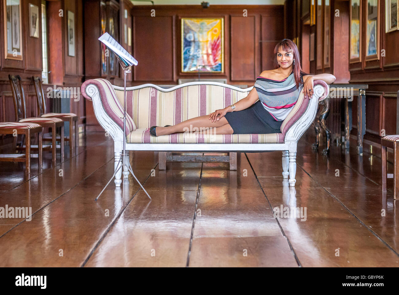 Opera singer Danielle de Niese, a lyric soprano, in the Green Room at ...