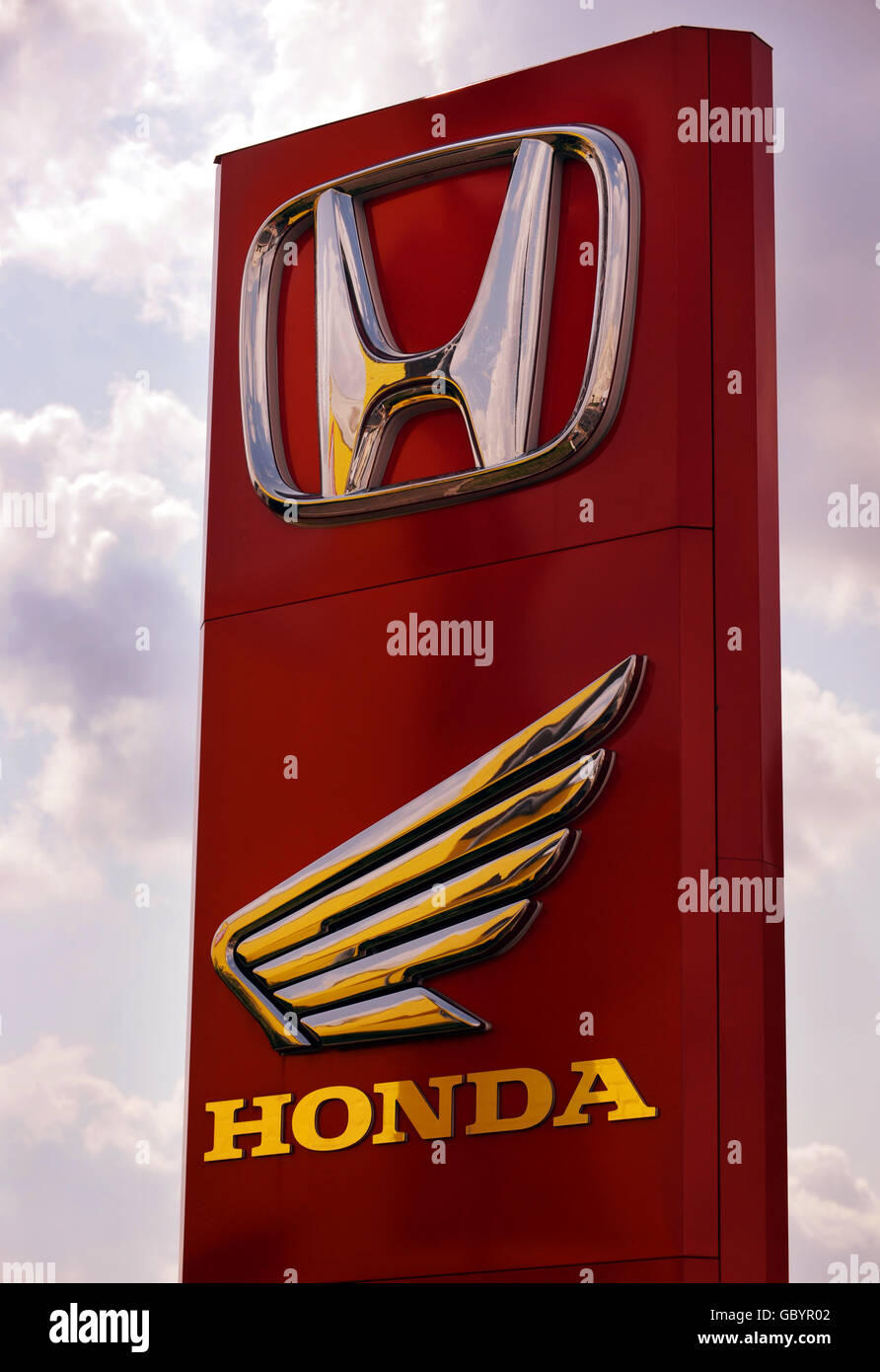 The makers badges on Honda signage at a Honda car show room in Chiswick ...