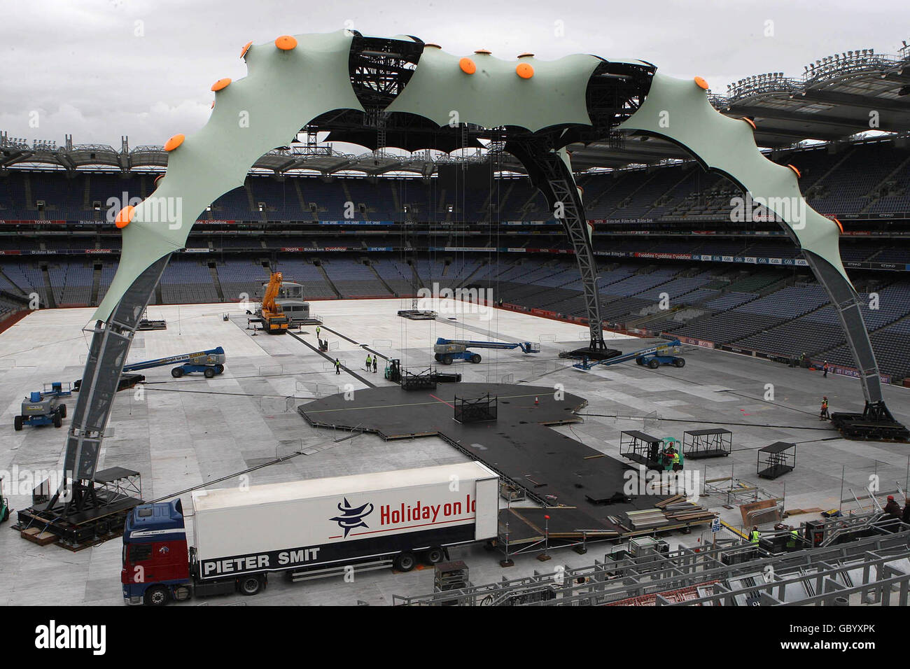 The finishing touches are added for U2's 360 Tour at Croke Park, Dublin ...