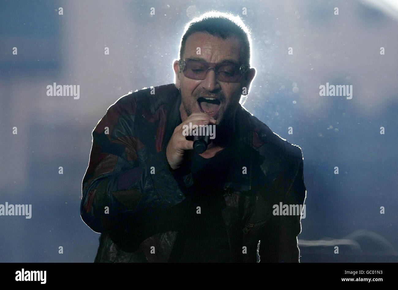 U2 in concert - Dublin. Bono on stage during U2's last gig at Croke ...