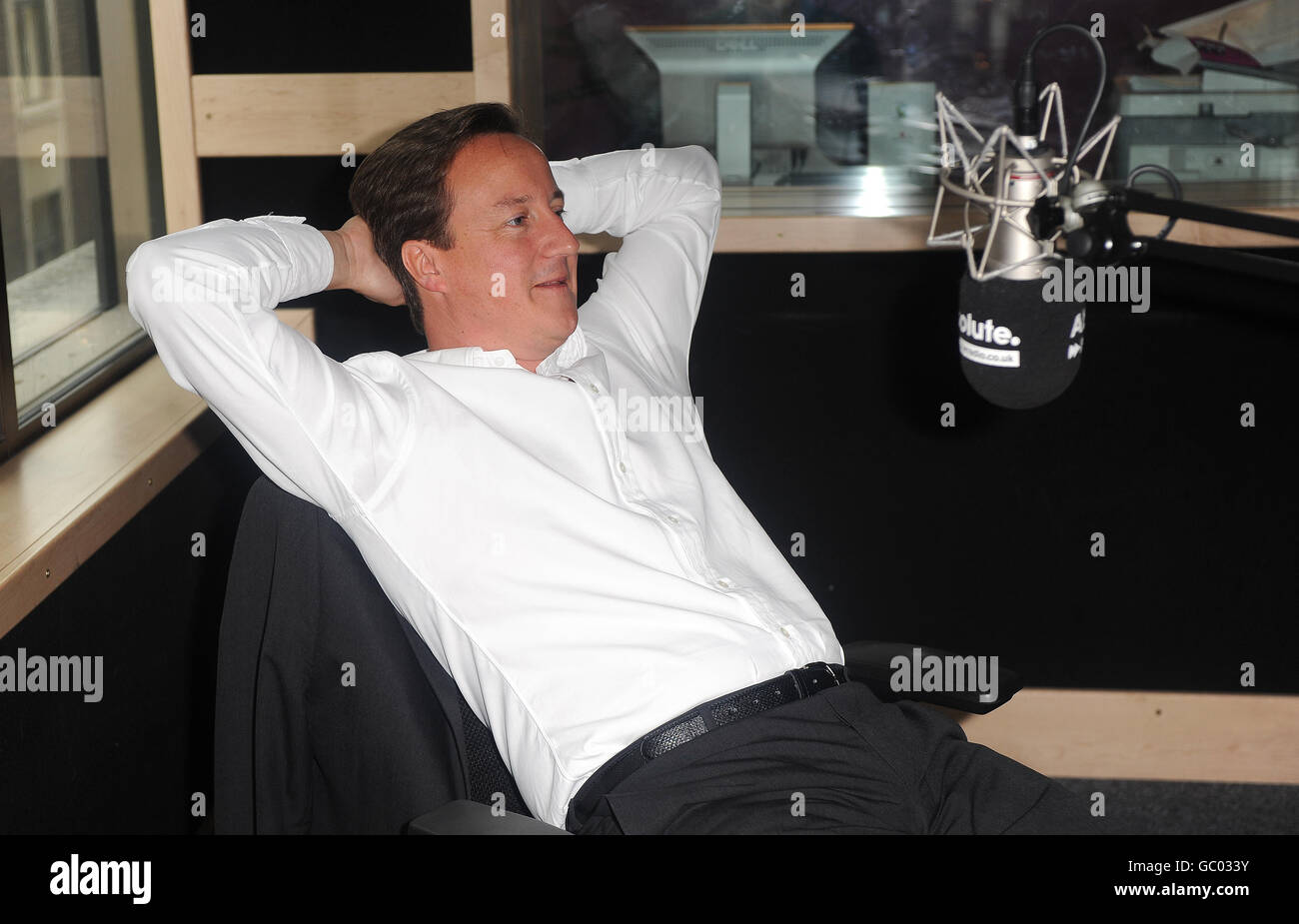 Conservative party leader David Cameron, joins Absolute Radio breakfast ...