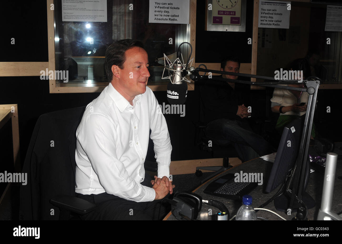Conservative party leader David Cameron, joins Absolute Radio breakfast ...
