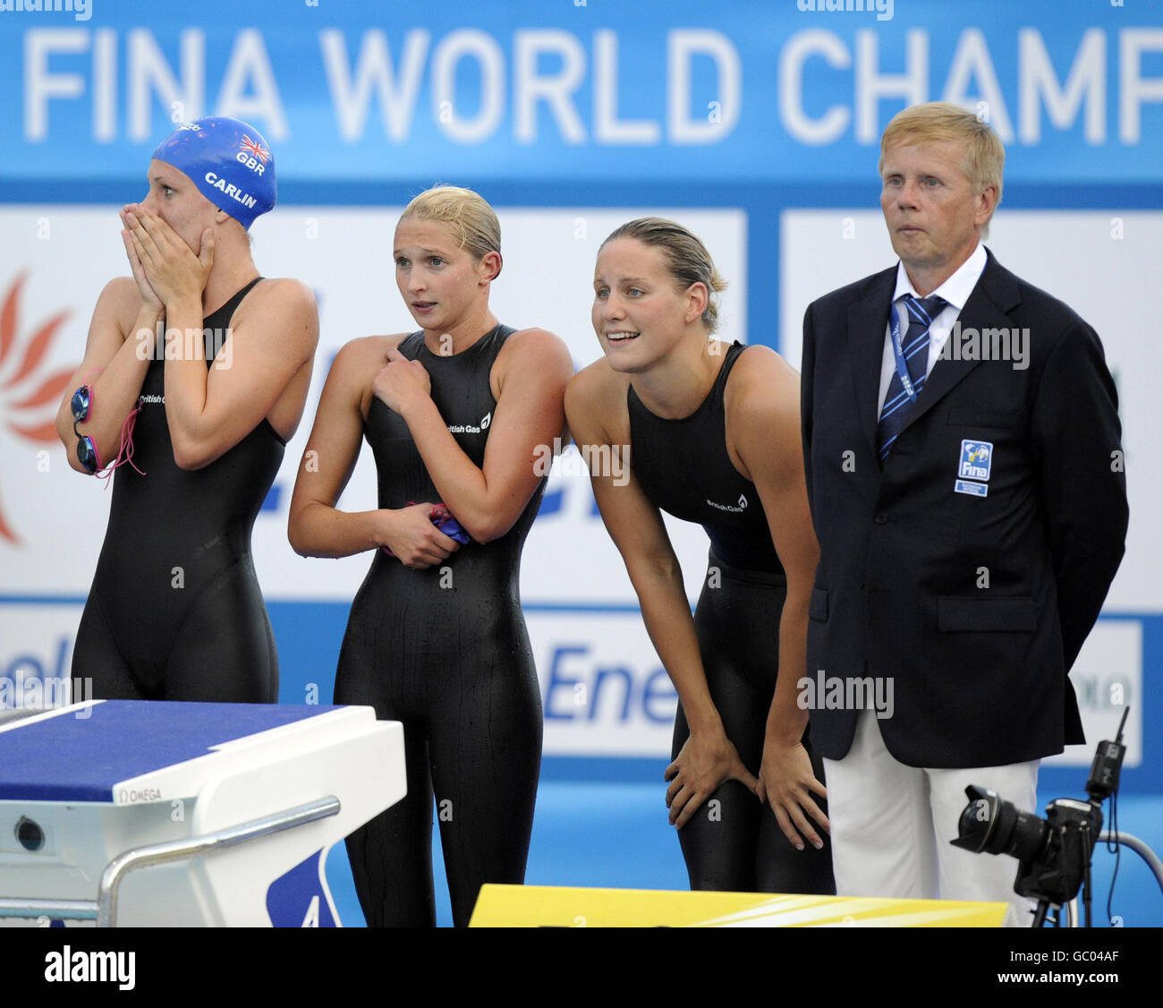 British swimmers (from left) Jazmin Carlin, Caitlin McClatchey and ...