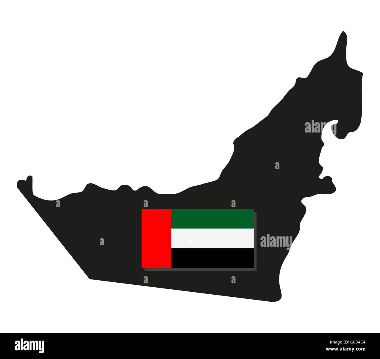 Map of United Arab Emirates with flag Stock Photo - Alamy