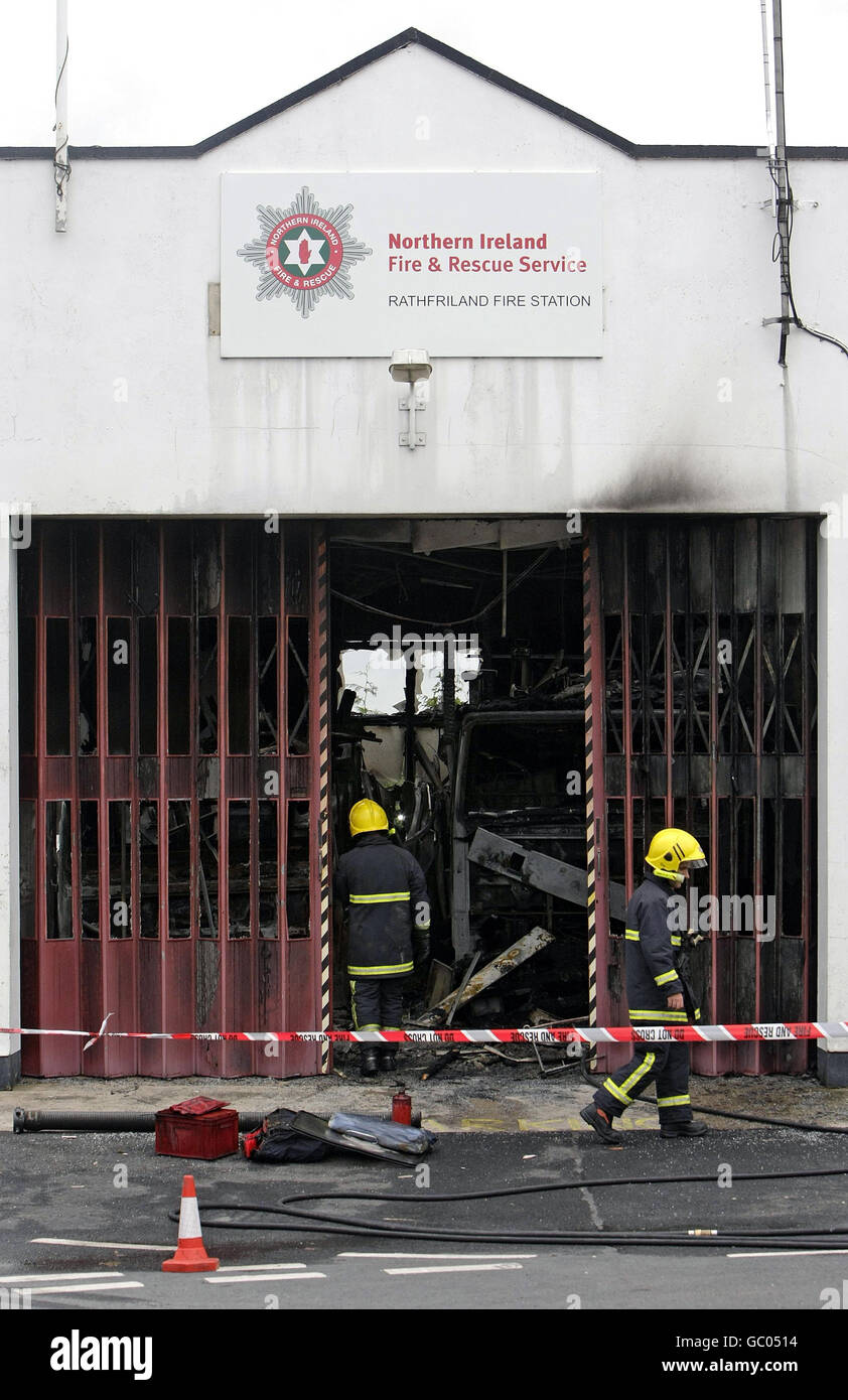 Fire destroys Rathfriland fire station Stock Photo - Alamy
