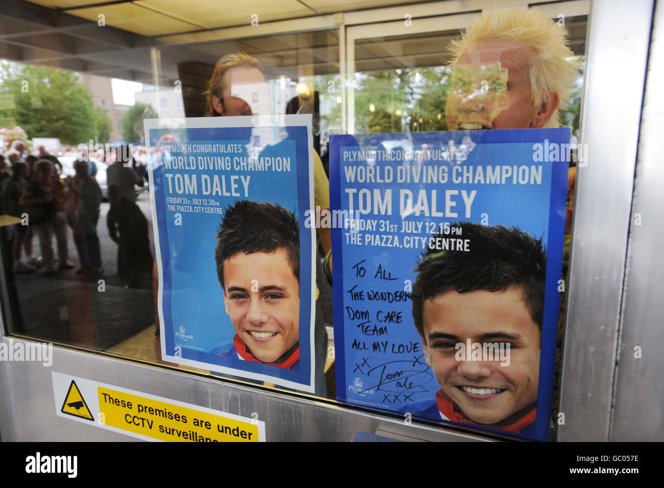 Posters advertising a civic reception in Plymouth for Tom Daley ...