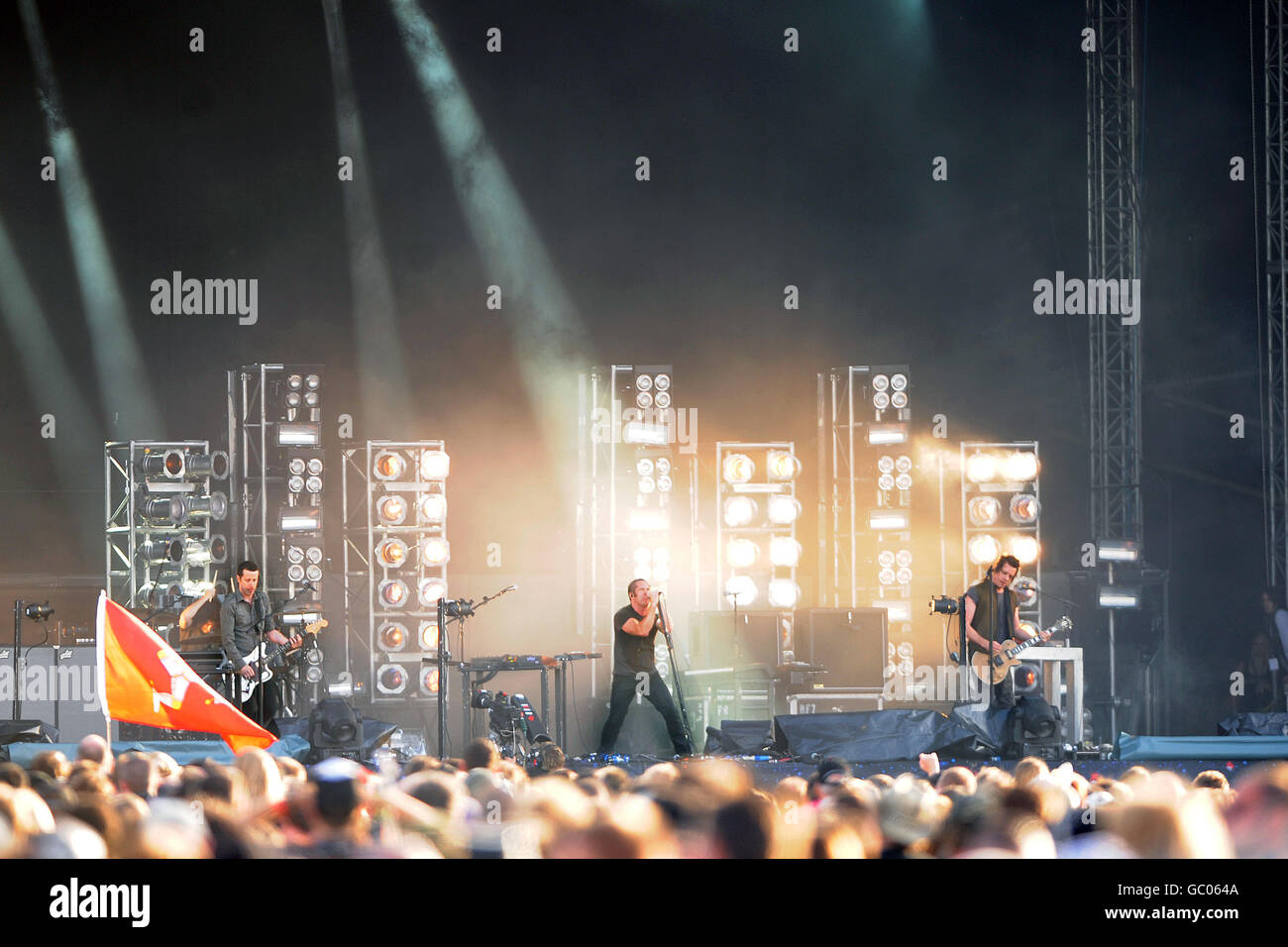 Nine Inch Nails perform live on stage on day two of Sonisphere Festival ...