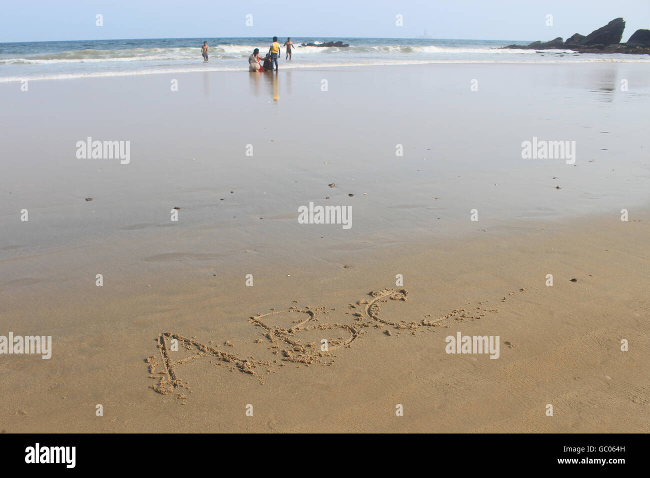 ABC written on sea beach. English alphabet are shown on the beach Stock ...