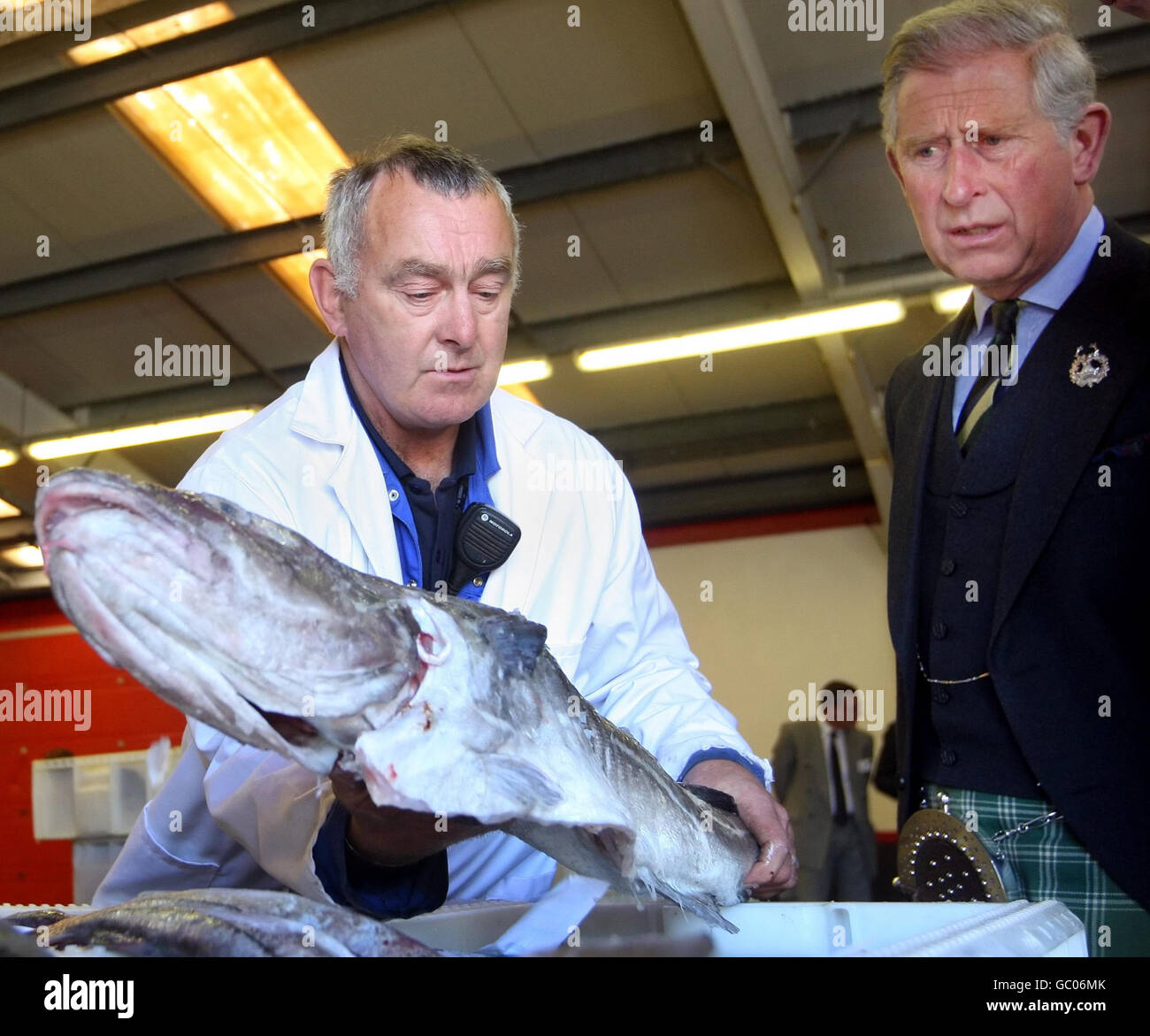 The Prince of Wales is shown a selection of fish by Hugh Campbell of ...