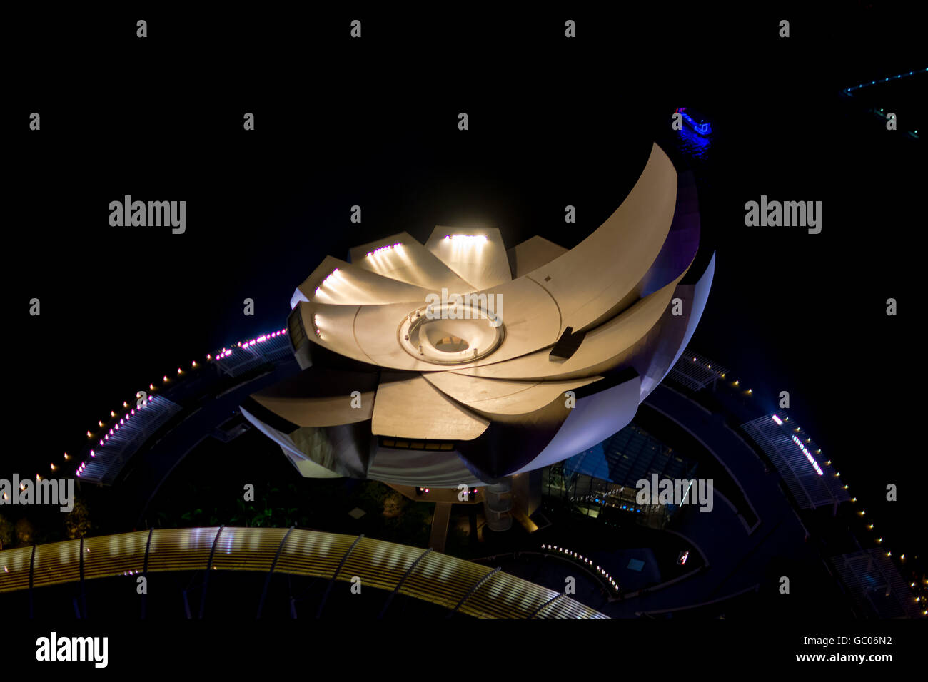 Aerial View of Illuminated Modern Museum in the Dark Stock Photo - Alamy