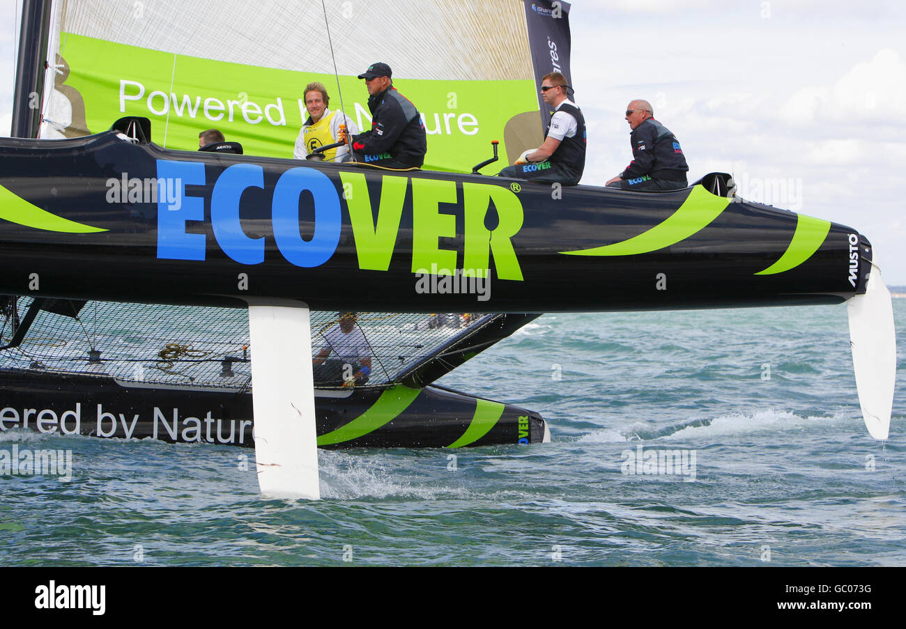 Celebrity Ben Fogle aboard Ecover (in yellow) competing in the iShares ...