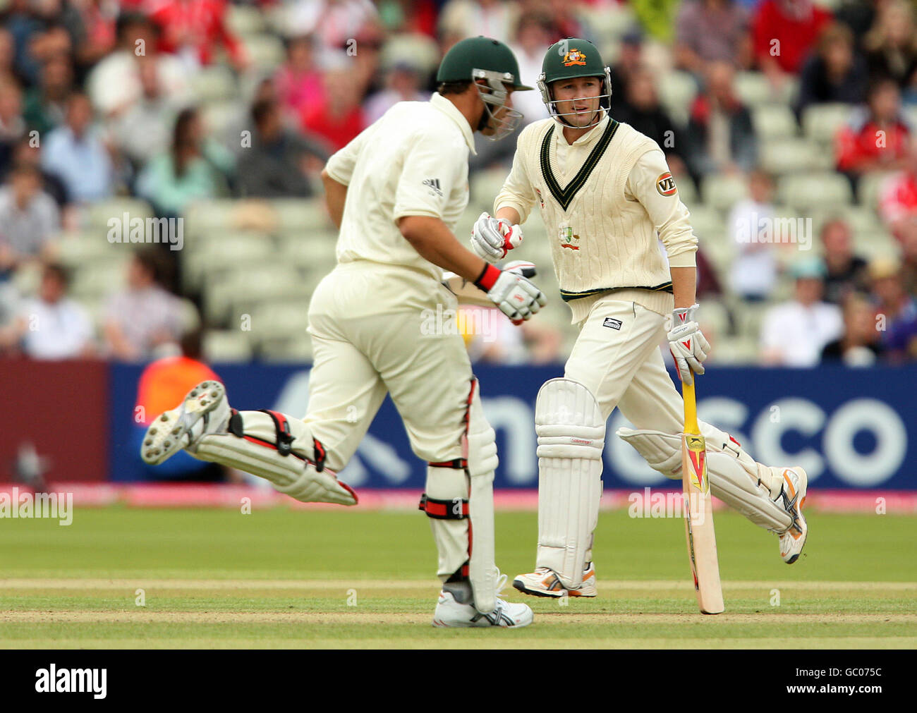 Australia's Michael Clarke (R) on his way to reaching his century with ...