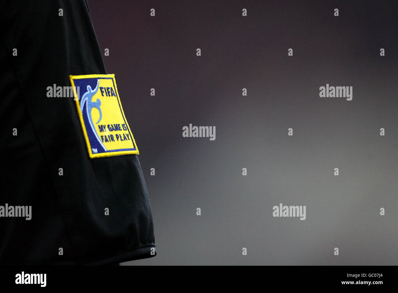 The fifa fair play badge on the referees shirt hi-res stock photography ...