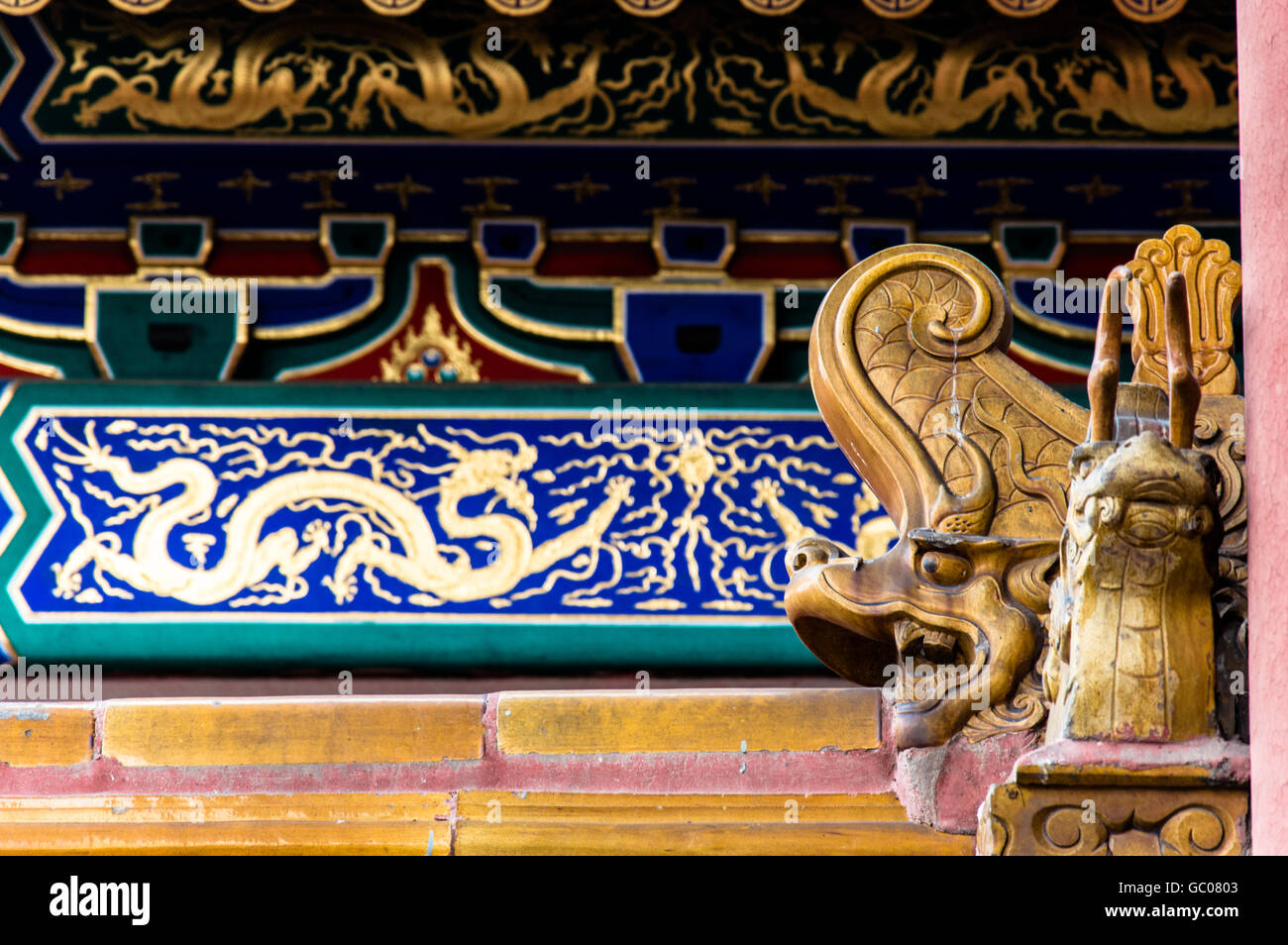 Dragon Statue Outside Traditional Building In Forbidden City Stock ...