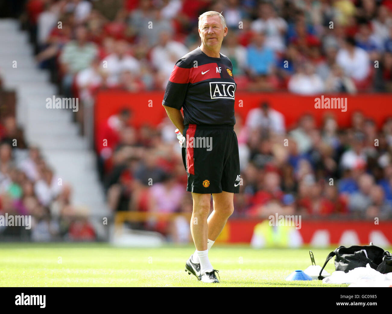 Manchester United manager Alex Ferguson during the training session at ...