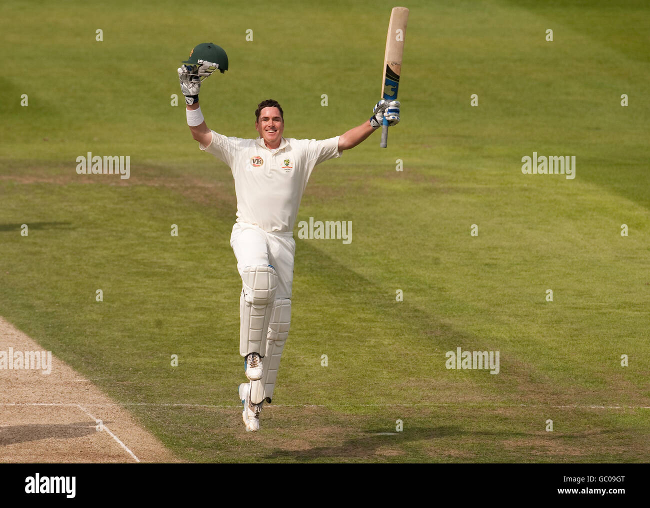 Full length celebrate celebrating smiling happy arm raised bat england ...