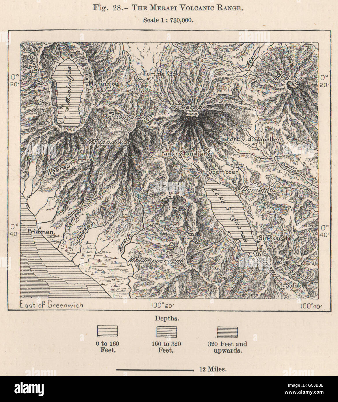 The Mount Merapi Volcanic Range. Java, Indonesia. East Indies, 1885 old ...