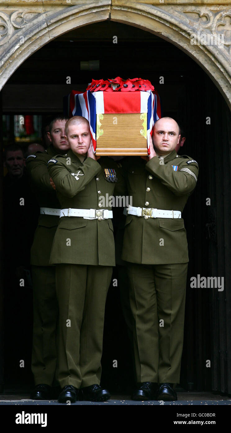 The coffin of Private John Brackpool leaves St John's Church in Crawley ...
