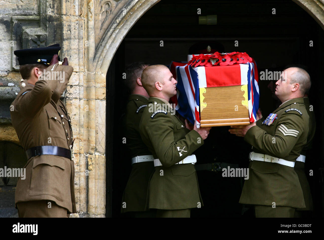 The coffin of Private John Brackpool leaves St John's Church in Crawley ...