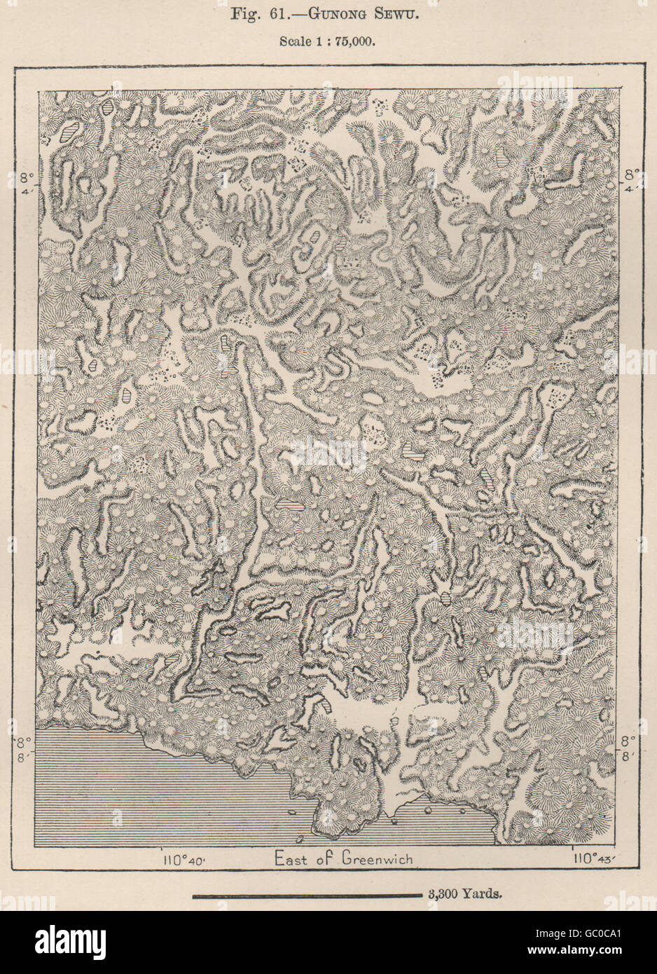 Gunong Sewu, Java, Indonesia. East Indies, 1885 antique map Stock Photo ...