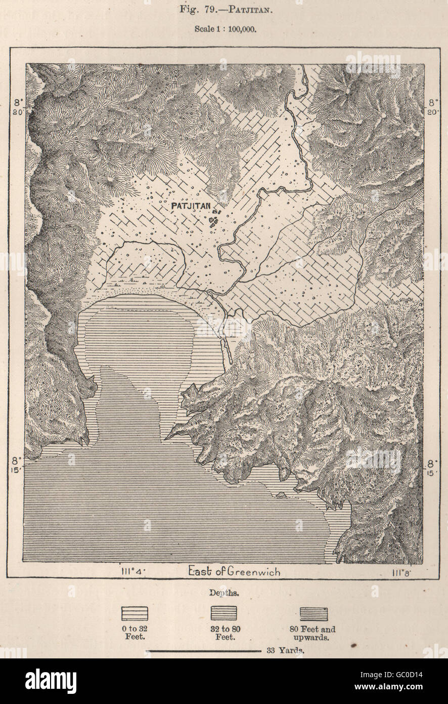 Pacitan, Java, Indonesia. East Indies, 1885 antique map Stock Photo - Alamy