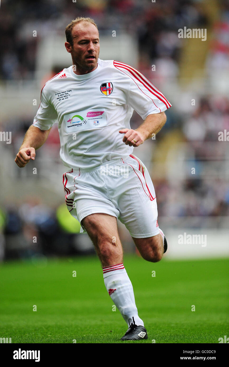 Alan Shearer during the Bobby Robson Trophy match at St James Park ...