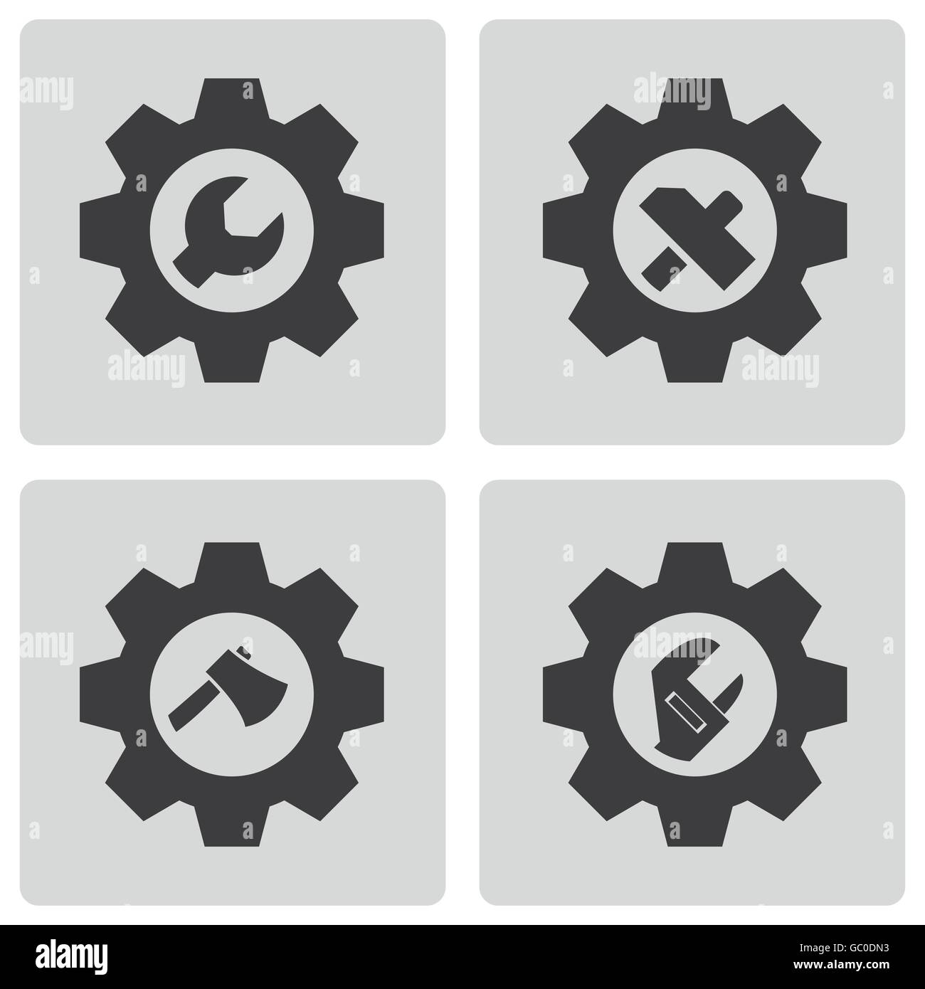 Vector black tools in gear icons set Stock Vector Image & Art - Alamy