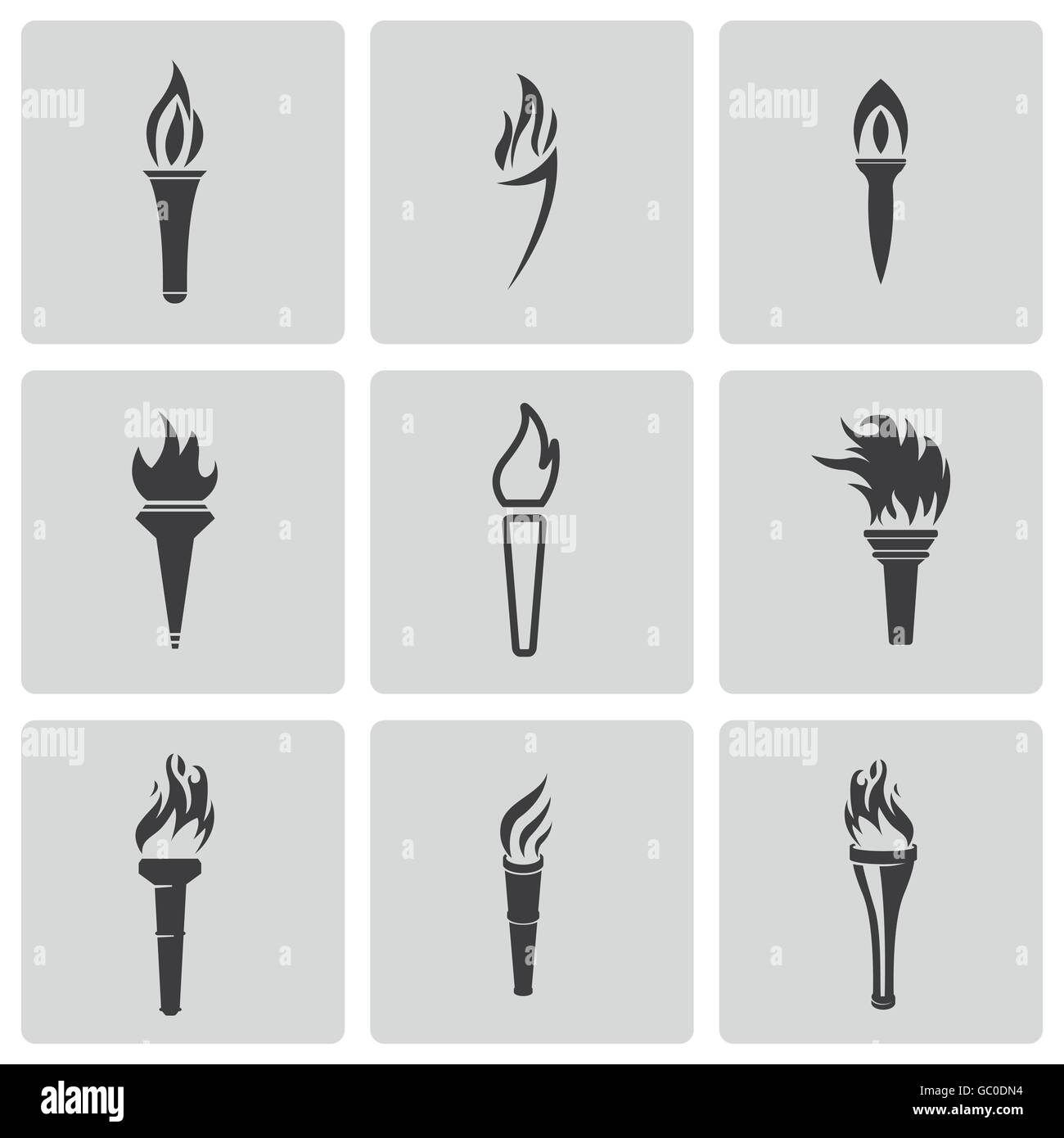 Vector black torch icons set Stock Vector Image & Art - Alamy