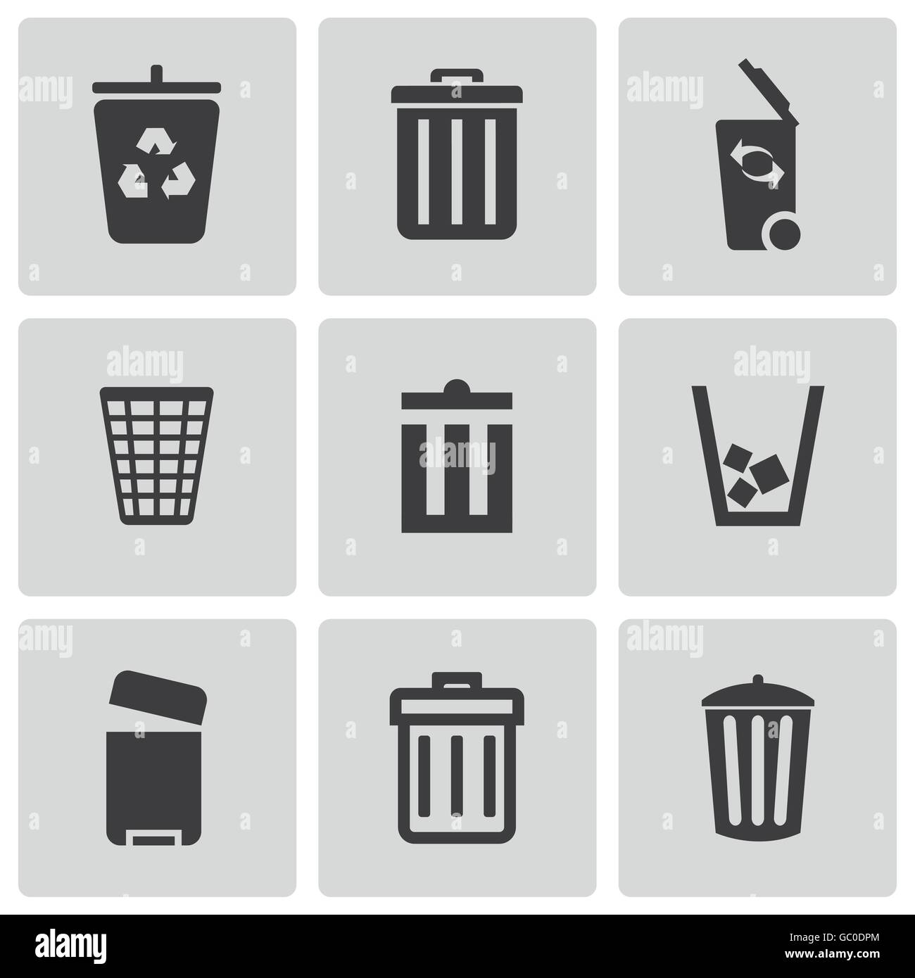 Vector black trash can icons set Stock Vector Image & Art - Alamy