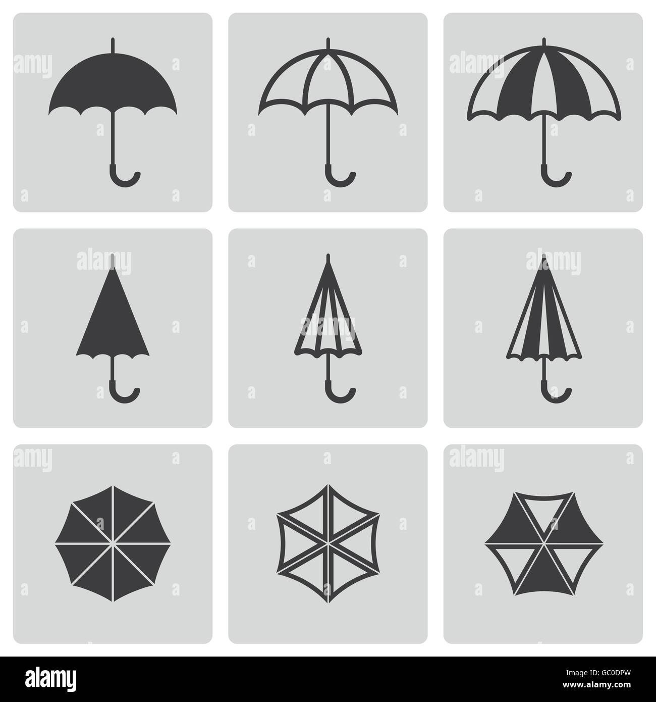 Vector black umbrella icons set Stock Vector Image & Art - Alamy
