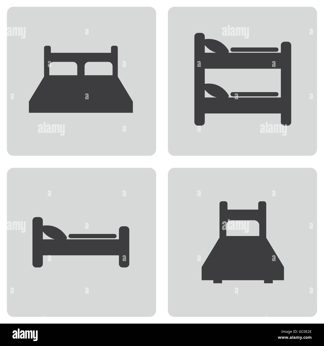 Vector black bed icons set Stock Vector Image & Art - Alamy