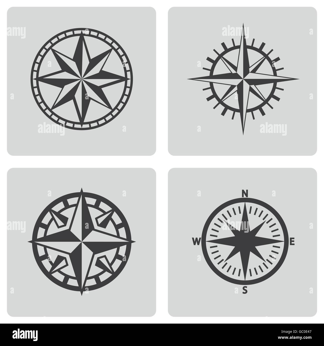 Vector black compass icons set Stock Vector Image & Art - Alamy