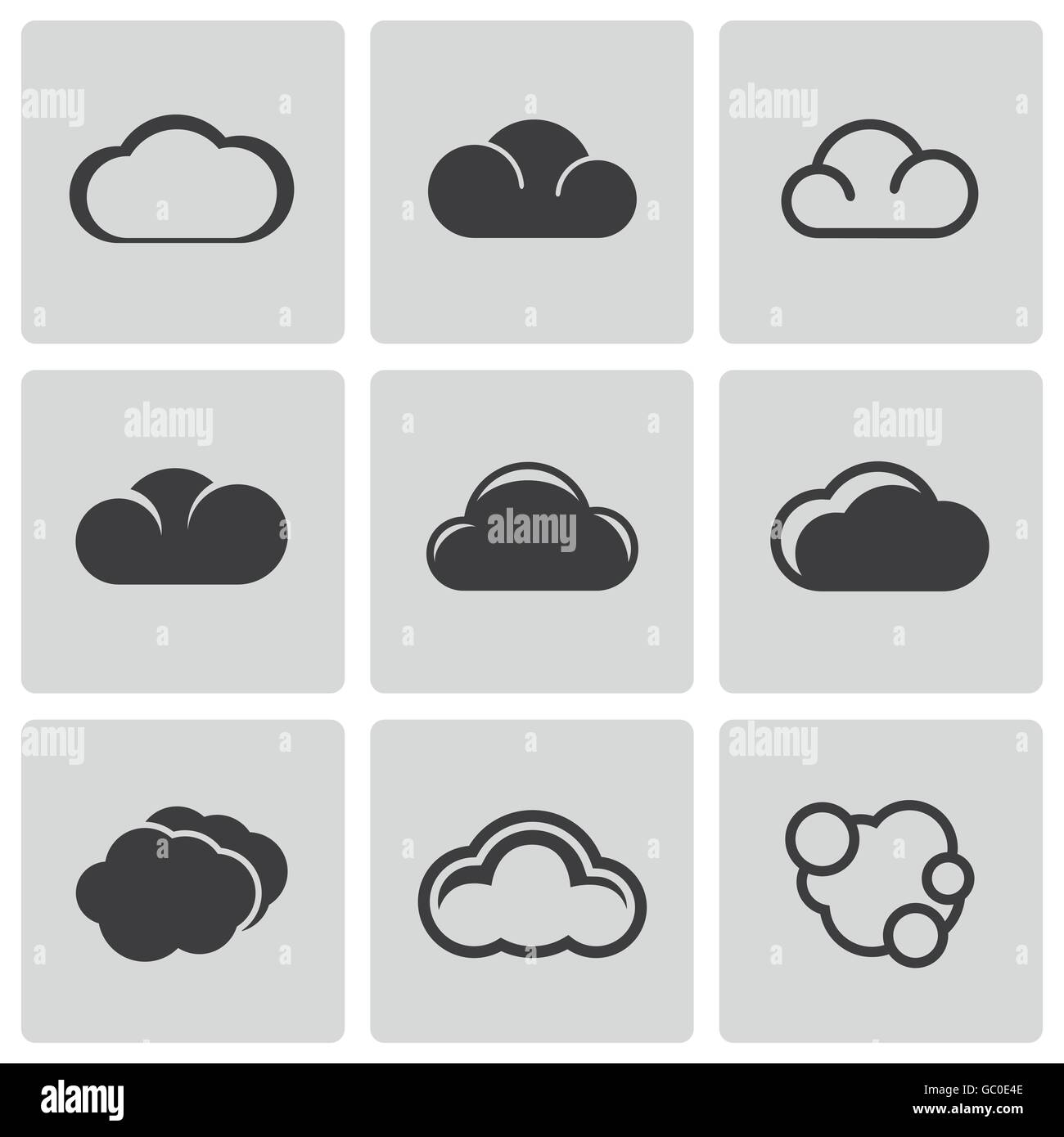 Vector black cloud icons set Stock Vector Image & Art - Alamy