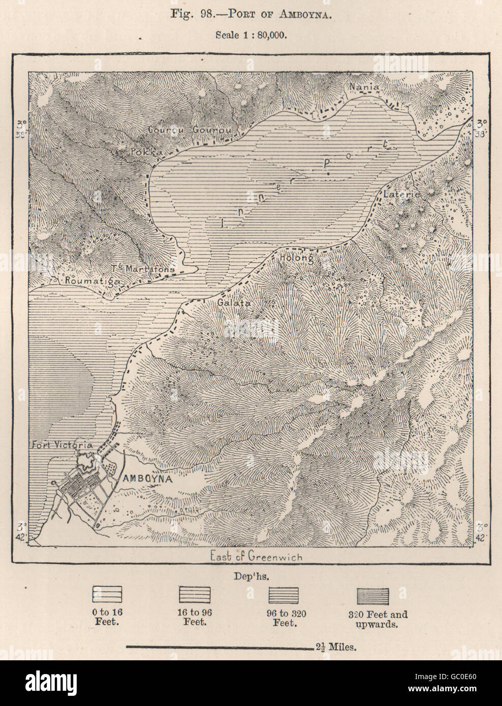 Port of Amboyna (Ambon) Maluku, Indonesia. East Indies, 1885 antique ...