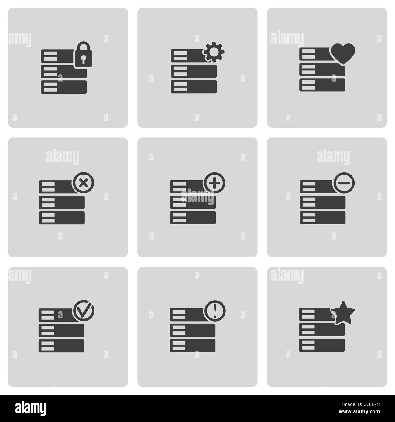 Vector black database icons set Stock Vector Image & Art - Alamy