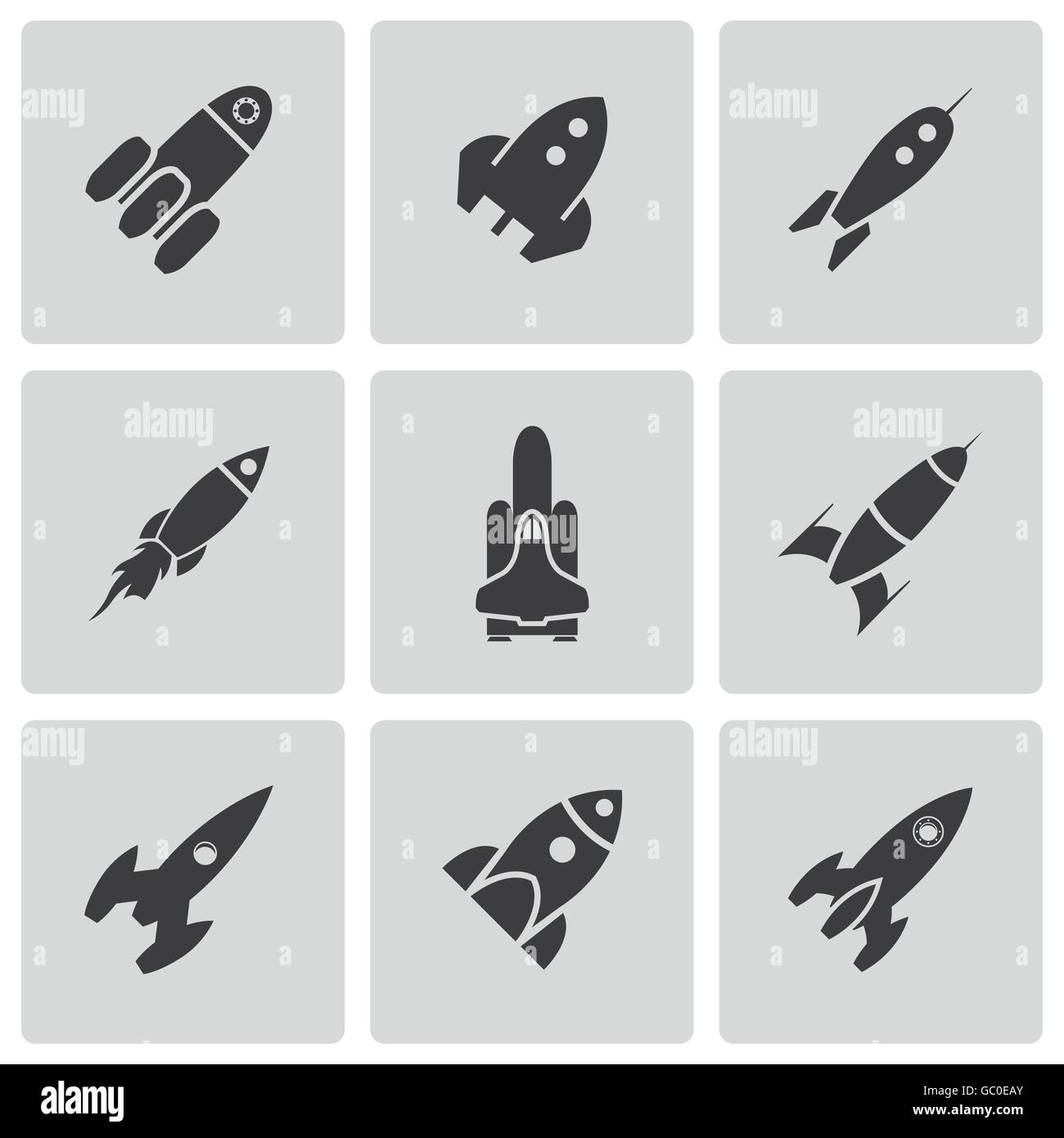 Vector black rocket icons set Stock Vector Image & Art - Alamy