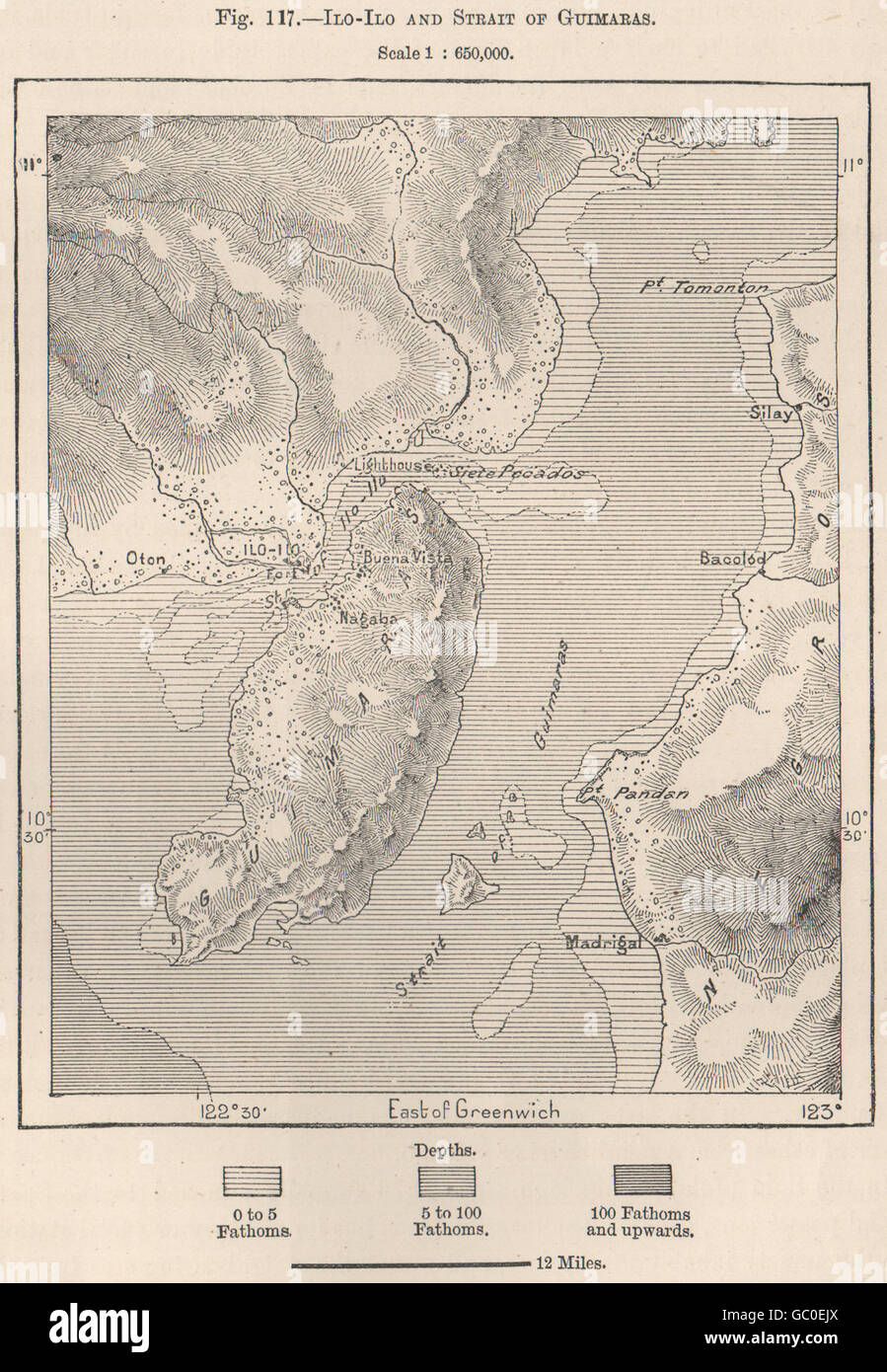 IloIlo & Guimaras Strait.Bacolod.Talisay City.Visayas.Philippines, 1885 ...