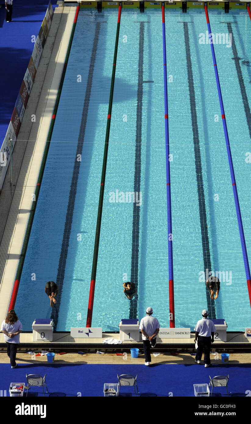 Competitors in the Men's 50m Breaststroke heat during the FINA World ...