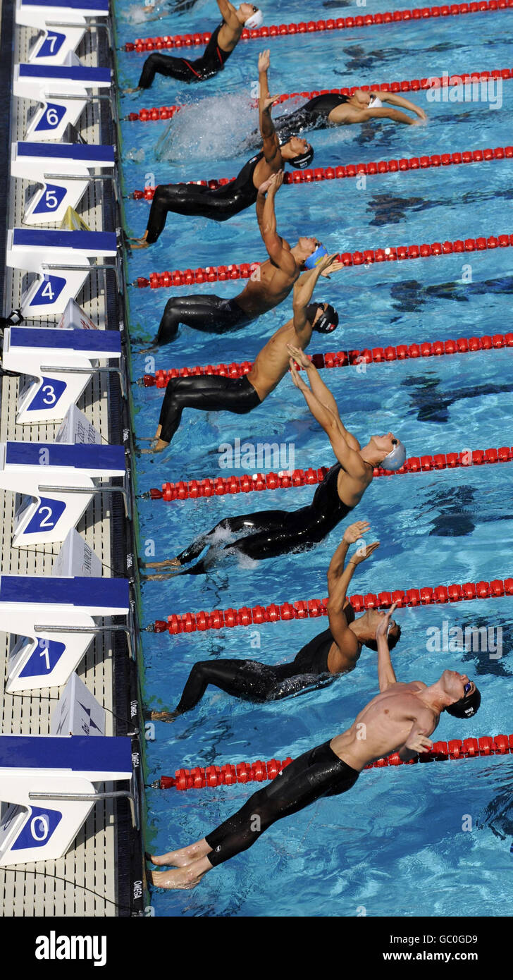 The start of a Men's 200m Backstroke heat during the FINA World ...